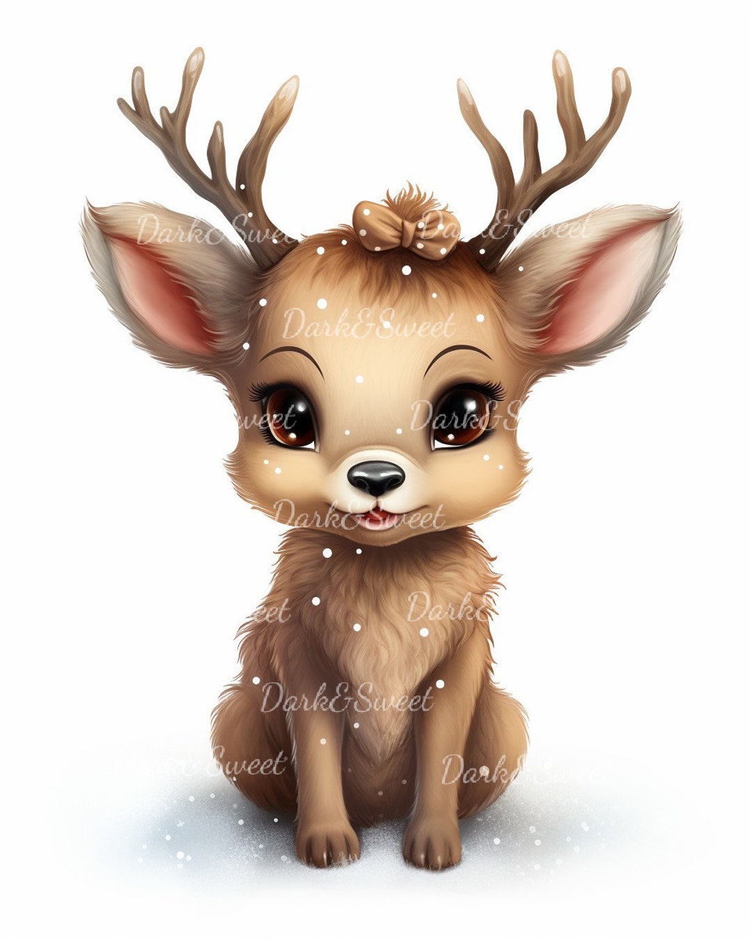 10 Cute Little Reindeer Clip Art- High Quality Jpgs - Digital Download ...