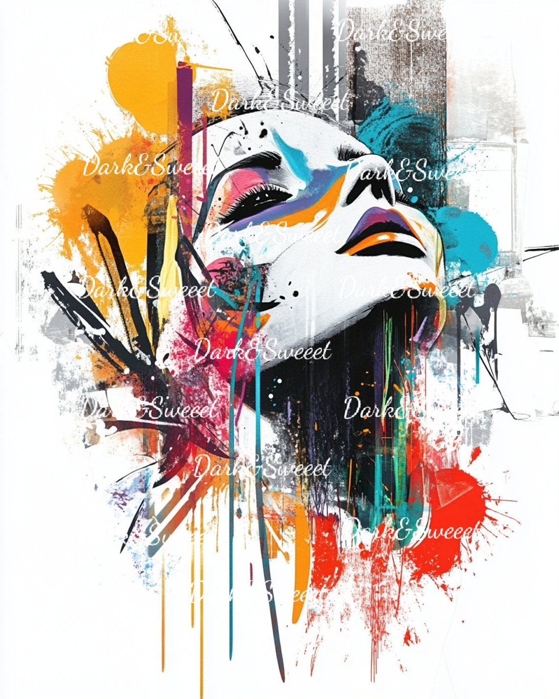Abstract Splash Art – Vibrant Expressionist Portrait With Colorful ...