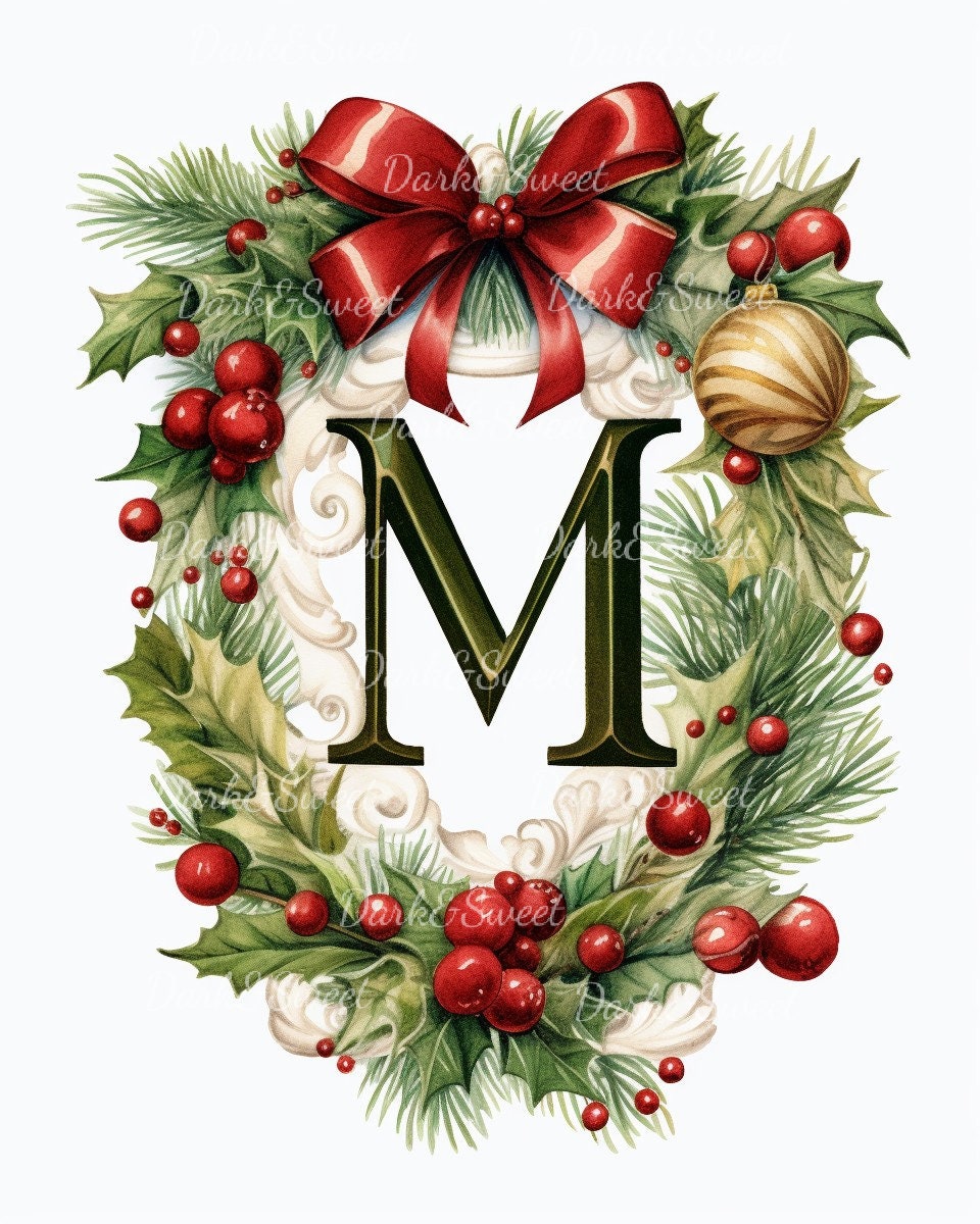 10 Festive Letter M Clip Art- High Quality Jpgs/ Digital Print/ Digital ...