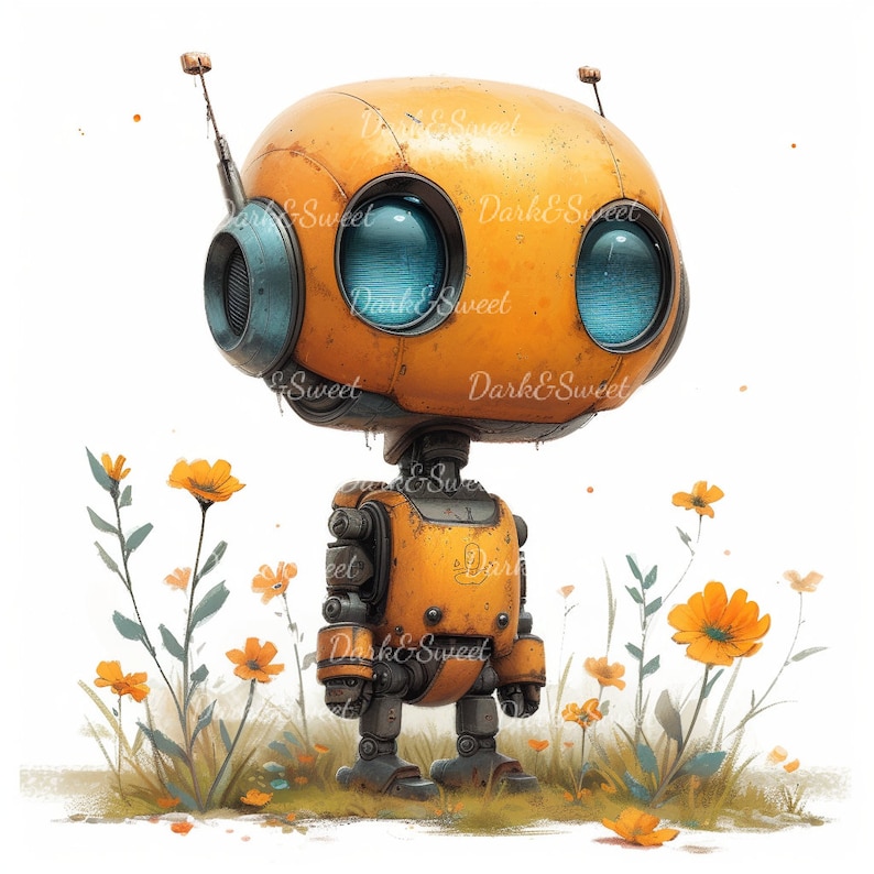 Cute Little Robot Clip Art-10 High Quality PNG/ Digital Print/ Digital ...