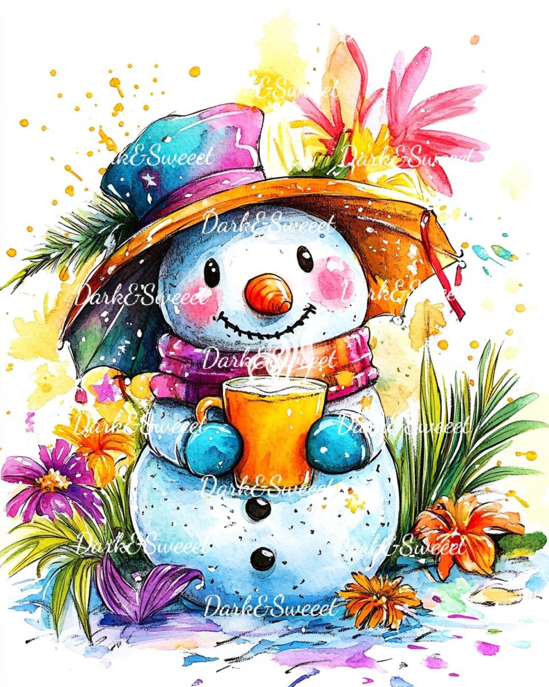 14 Colourful Rainbow Snowman Wearing Hats Clip Art- High Quality PNG ...