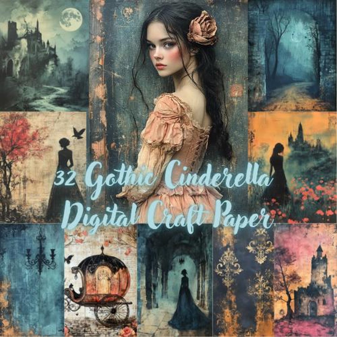 32 Gothic Cinderella Scrapbook Paper Bundle P1 - Dark Fairytale ...