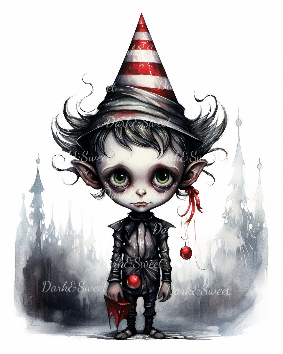 Creepy Cute Christmas Elf Clip Art 10 High Quality Jpgs/ Digital Print ...
