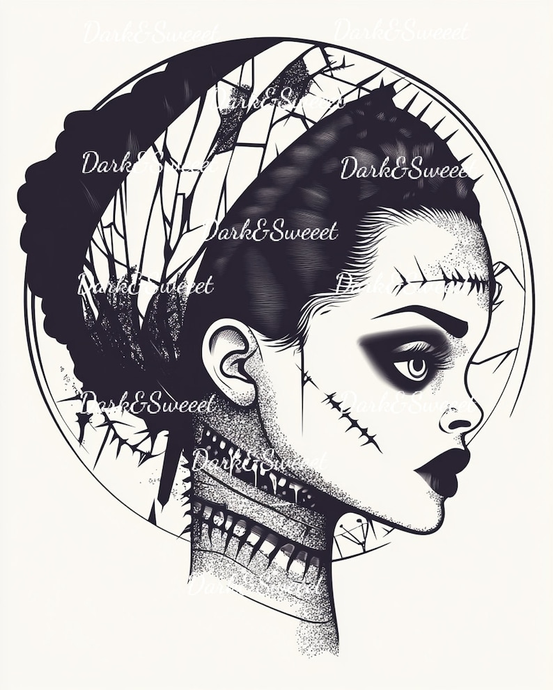14 Bride of Frankenstein P1 Outline Clip Art/ Halloween/ Frankenstein ...