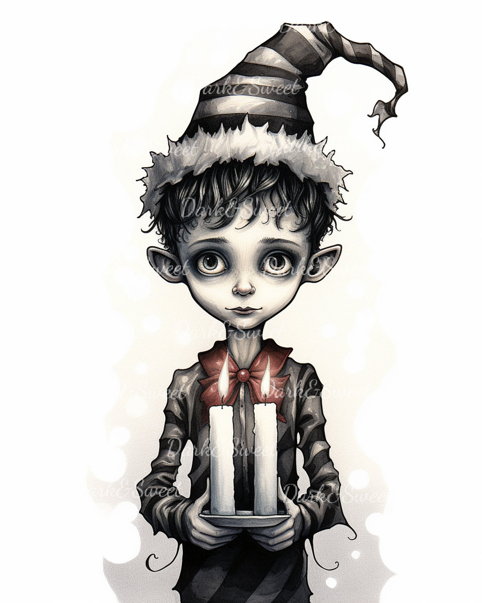 10 Creepy Cute Christmas Elf Clip Art- High Quality Jpgs/ Digital Print ...