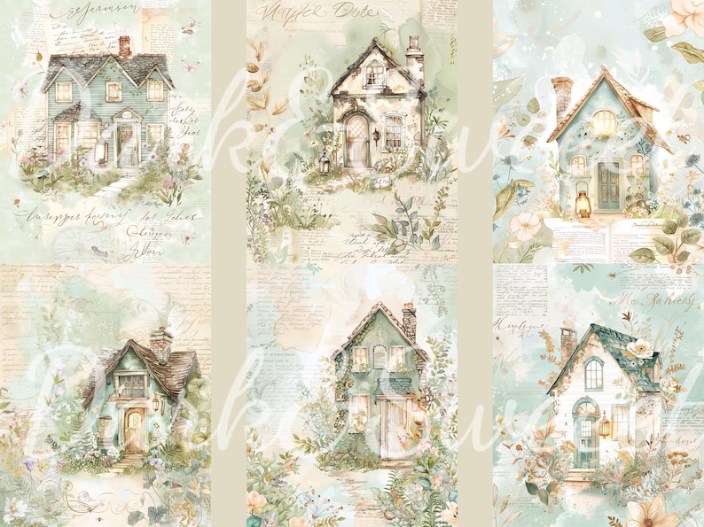 12 Cottagecore Digital Paper Bundle | Vintage Floral Scrapbook Pages ...