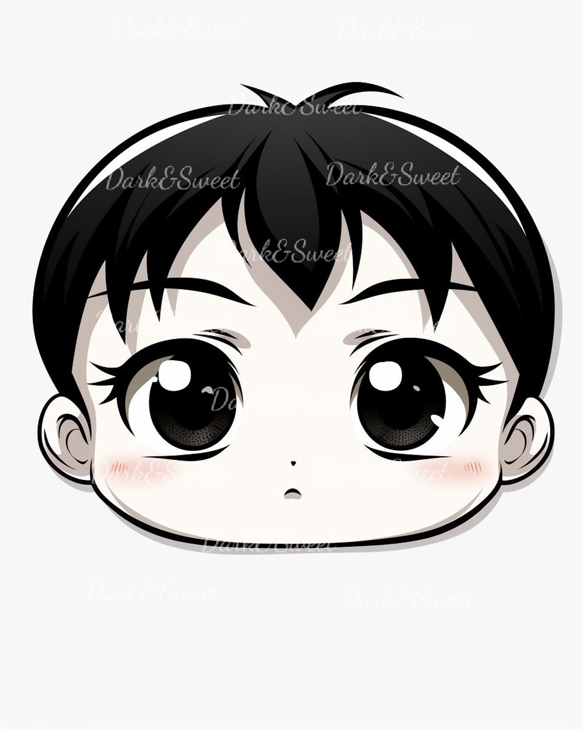 10 Cute Big Eyed Chibi Anime Faces Clip Art- High Quality Jpgs/ Digital ...