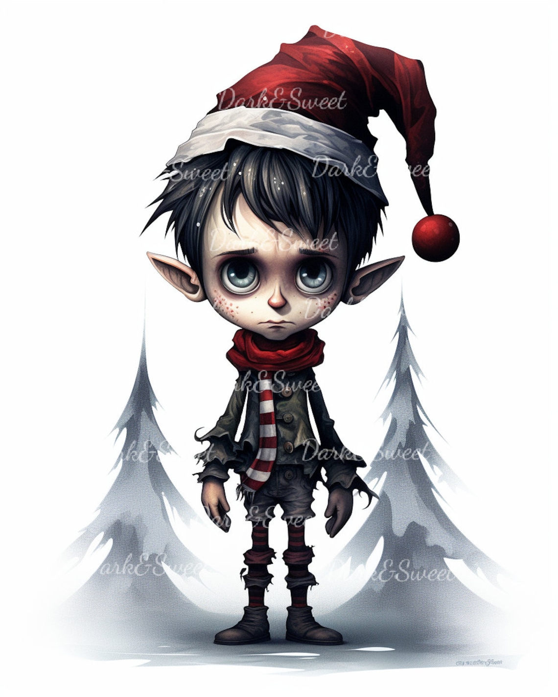 10 Creepy Cute Christmas Elf Clip Art- High Quality Jpgs/ Digital Print ...