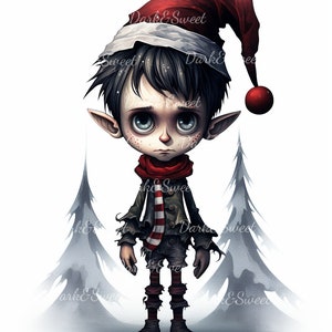 10 Creepy Cute Christmas Elf Clip Art- High Quality Jpgs/ Digital Print ...