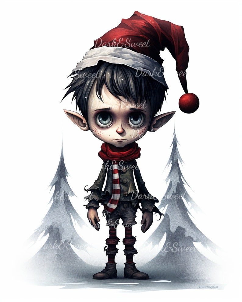 10 Creepy Cute Christmas Elf Clip Art- High Quality Jpgs/ Digital Print ...