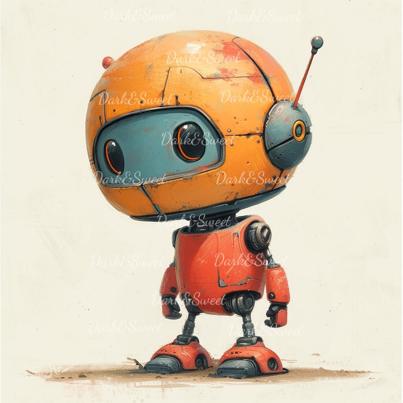 Cute Little Robot Clip Art-10 High Quality PNG/ Digital Print/ Digital ...