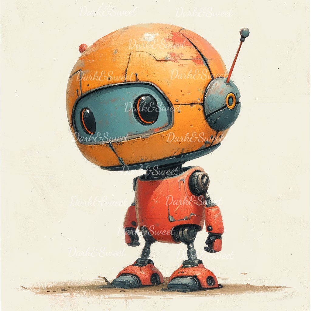 Cute Little Robot Clip Art-10 High Quality PNG/ Digital Print/ Digital ...