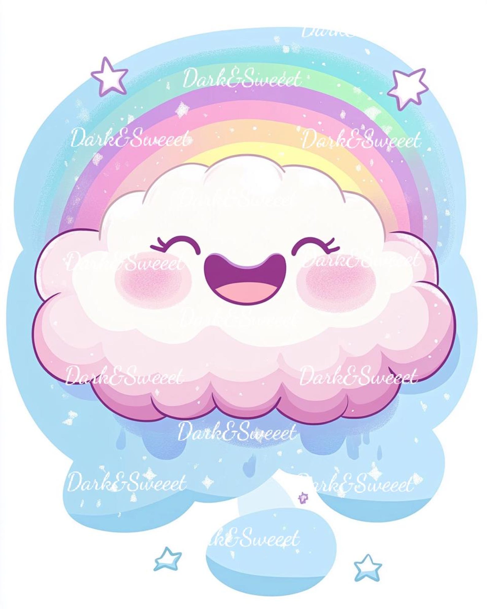 14 Kawaii Pastel Rainbow Clouds Clip Art- High Quality PNG - Poster ...