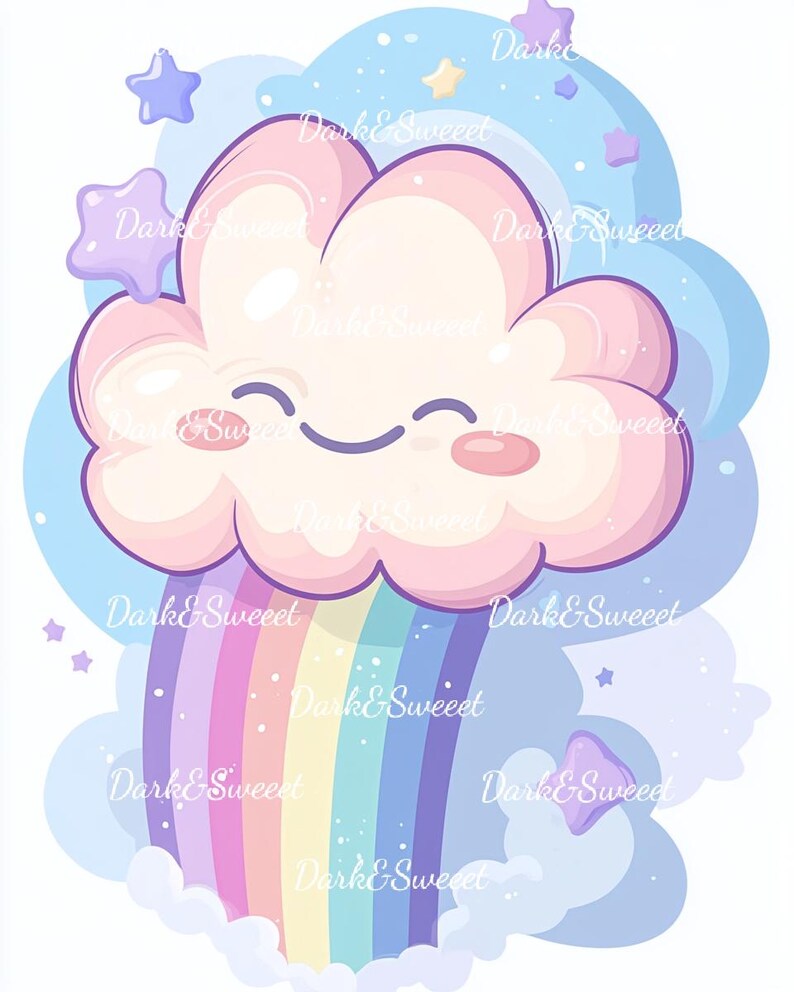 14 Kawaii Pastel Rainbow Clouds Clip Art- High Quality PNG - Poster Making, Sticker Making ...