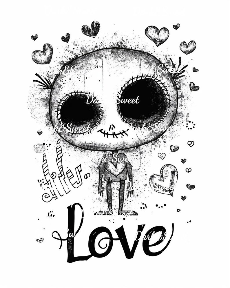 10 Black and White Shrunken Head Creatures Valentine's Day Clip Art ...