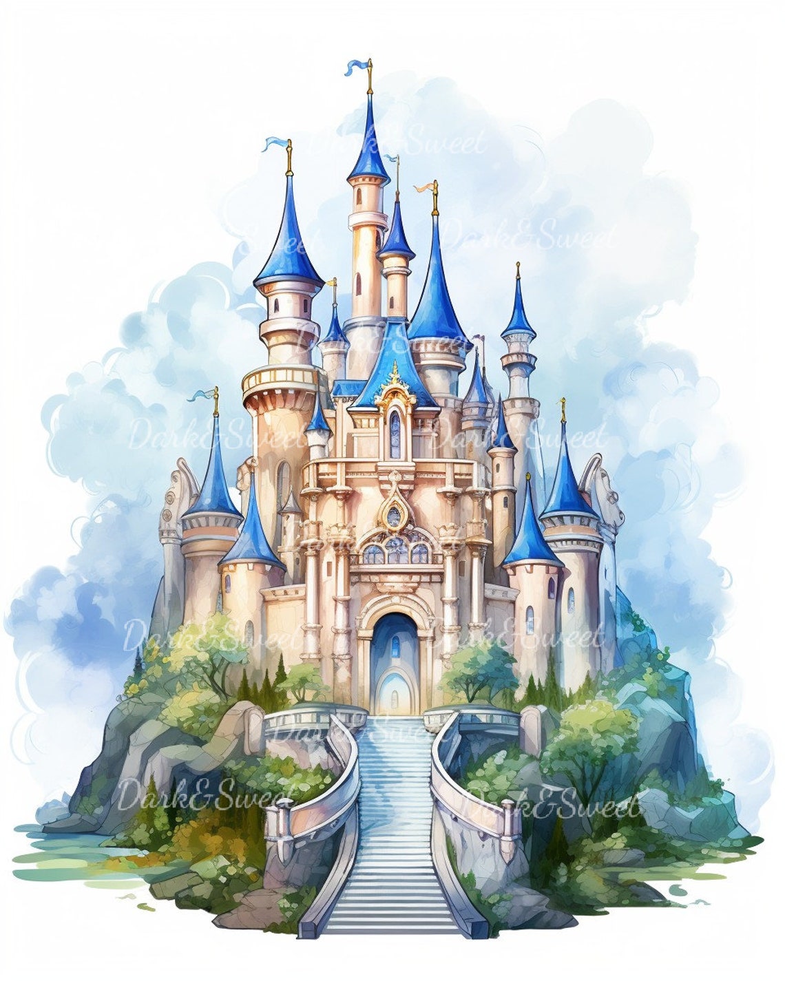 10 Fairytale Castle Clip Art- High Quality Jpgs/ Digital Print/ Digital ...