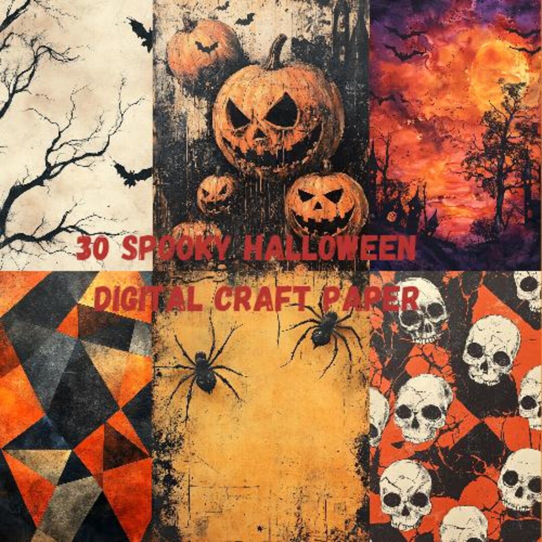 30 Spooky Halloween P8 Digital Craft Pages, High Quality, PNG, Junk ...