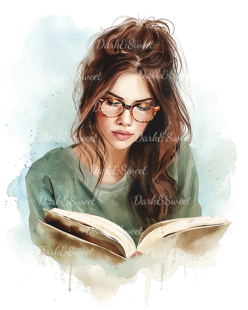 10 Woman Reading A Book Part 2 Clip Art-10 High Quality PNG/ Digital ...