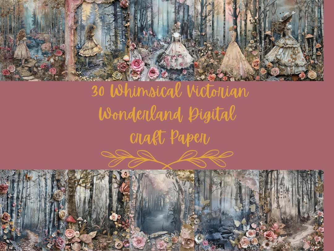 30 Whimsical Victorian Wonderland Digita Pages, High Quality, PNG, Junk ...