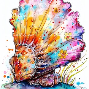 15 Rainbow Watercolor Seashell Clip Art Set | Coastal Beach Digital ...