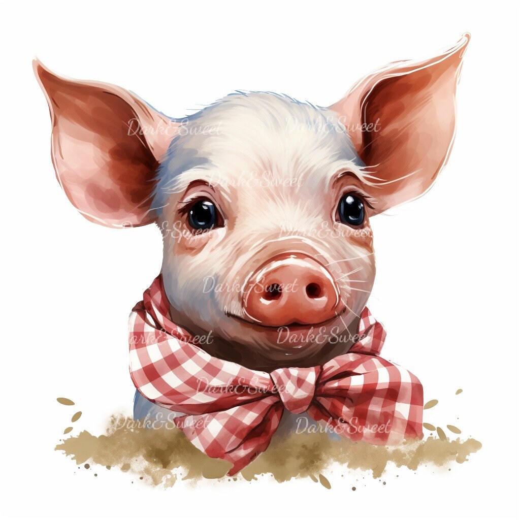 10 Bandana Pig/piglet Clip Art- High Quality PNG/ Digital Print ...