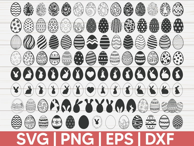 110 Easter Eggs SVG Bundle Cut File Commercial Use Happy Easter SVG ...