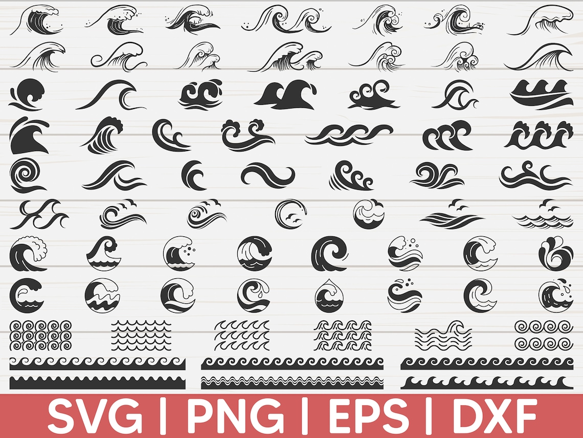 Wave SVG Sea Waves Svg Ocean Waves Svg Clipart Cut Files for Silhouette ...