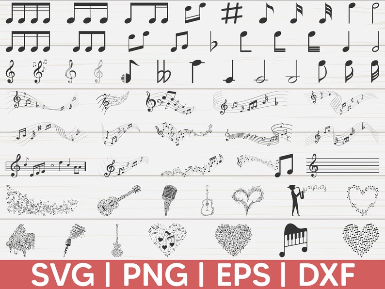 Music Notes SVG | Music Notes Bundle | Guitar Note Svg | Cut Files ...
