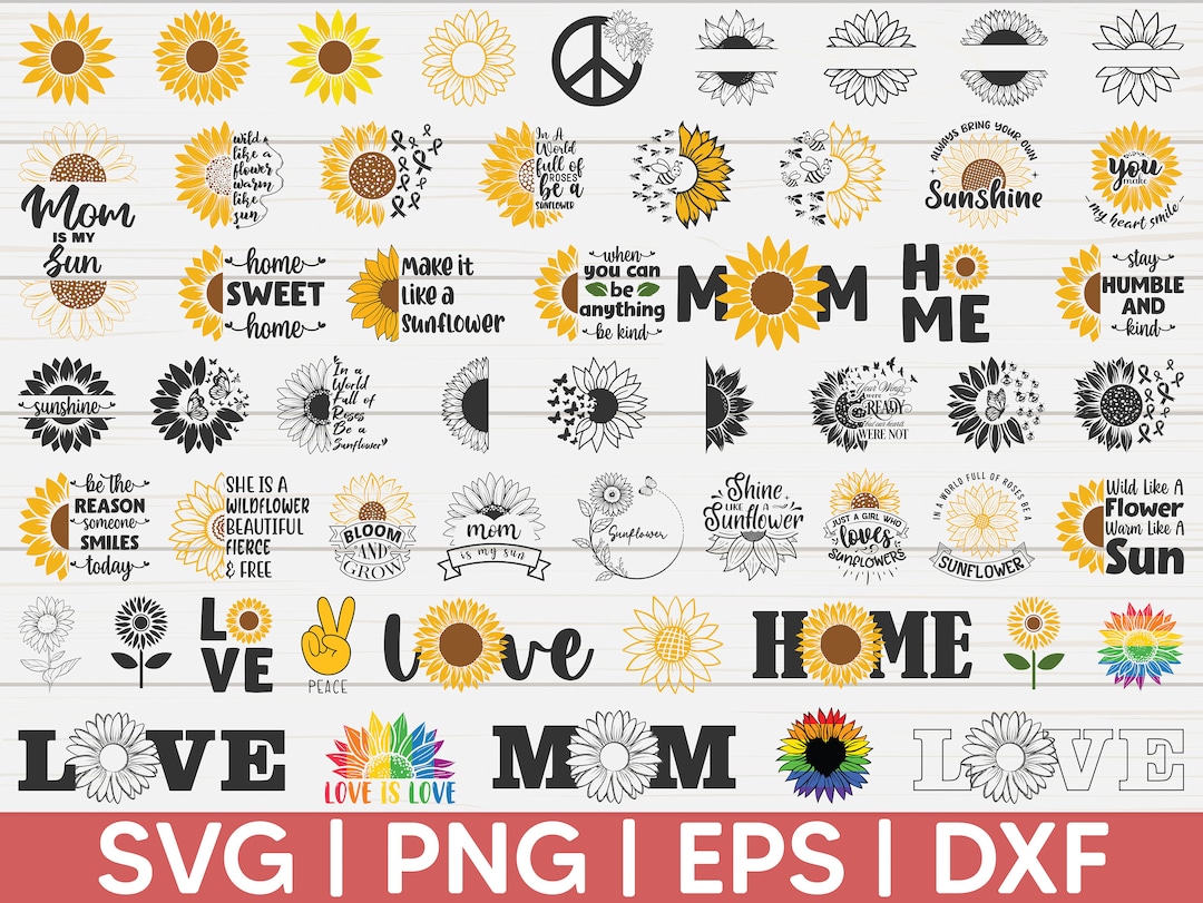 Sunflower Svg Bundle | Half Sunflower Svg | Sunflower Monogram Svg ...