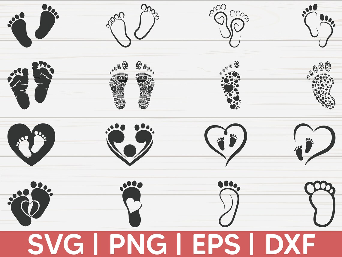 Baby Footprint SVG Bundle Cut File Commercial Use Happy Baby Footprint ...