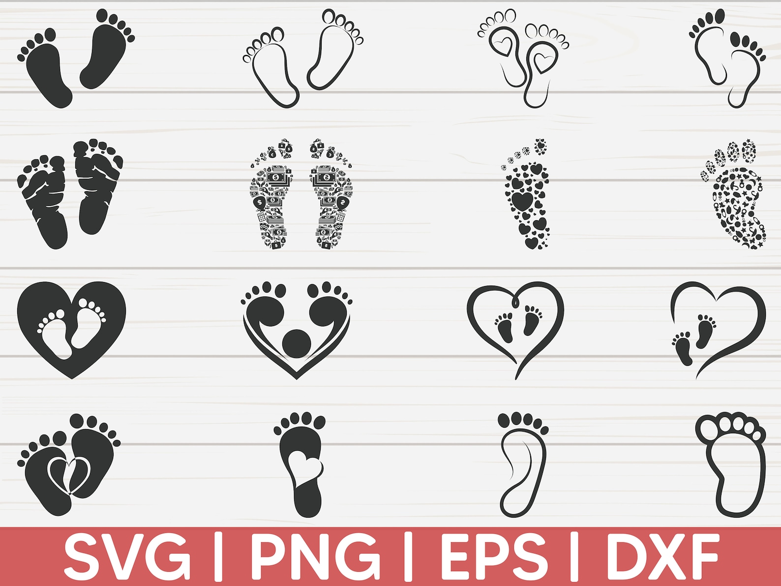 Baby Footprint SVG Bundle | Cut File | Commercial Use | Happy Baby ...