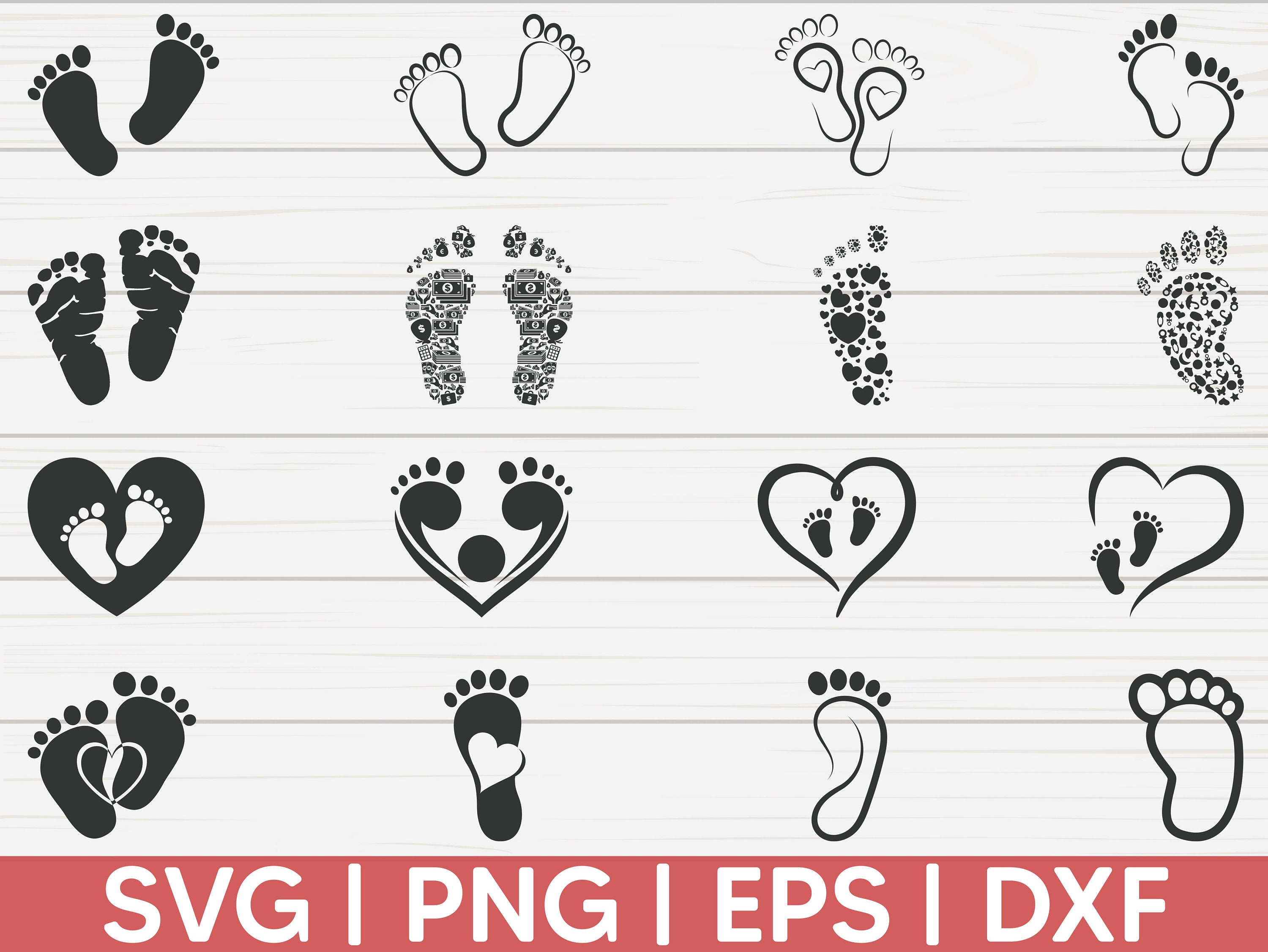 Baby Footprint SVG Bundle | Cut File | Commercial Use | Happy Baby ...