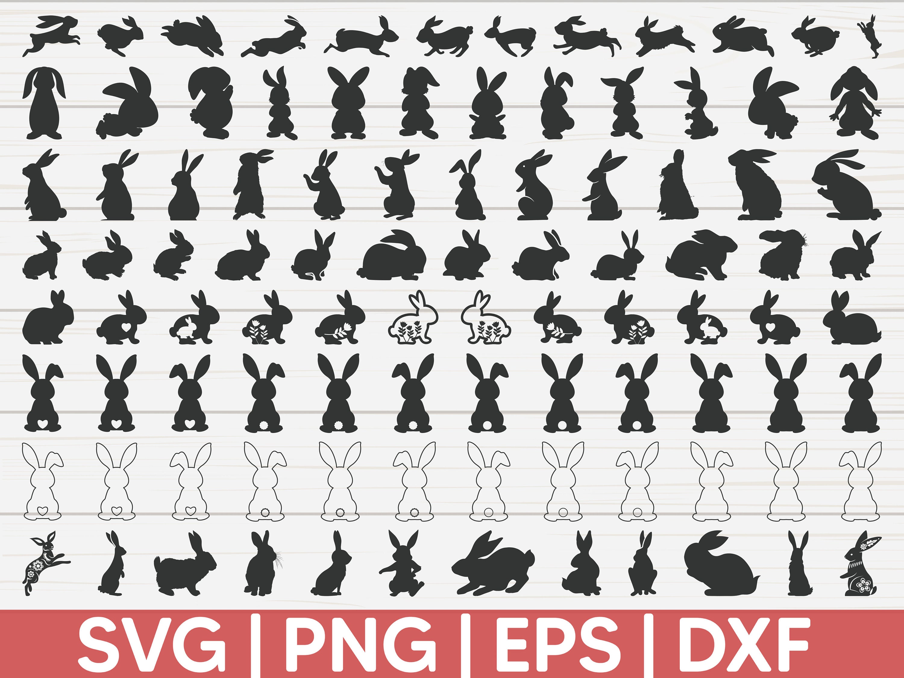 100 Bunny SVG Bundle | Cut File | Commercial Use | Easter SVG | Rabbit ...