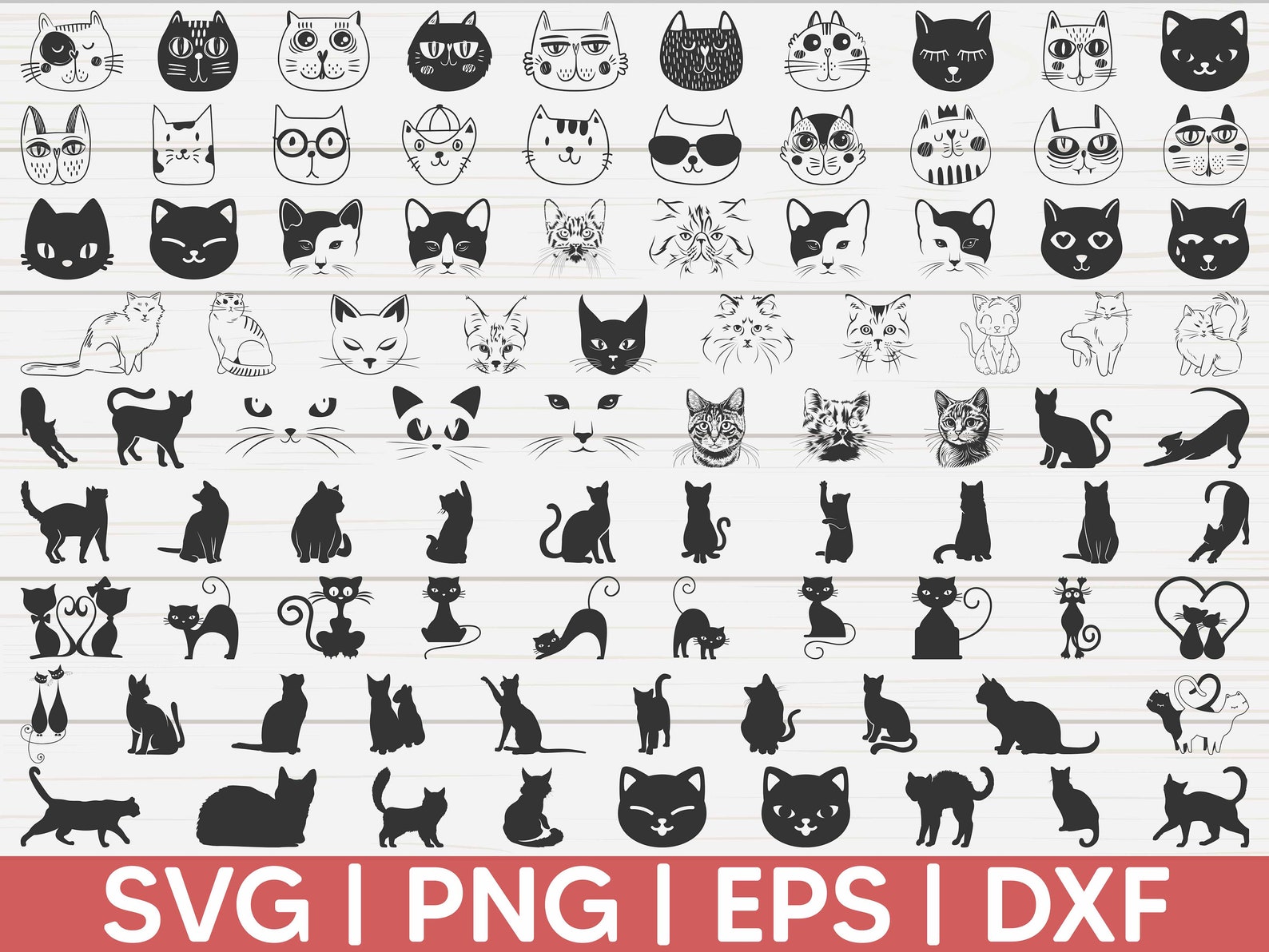 Cats SVG Cat Svg Kitten Svg Cute Cat Svg Cartoon Cat Svg Cat Head Svg ...