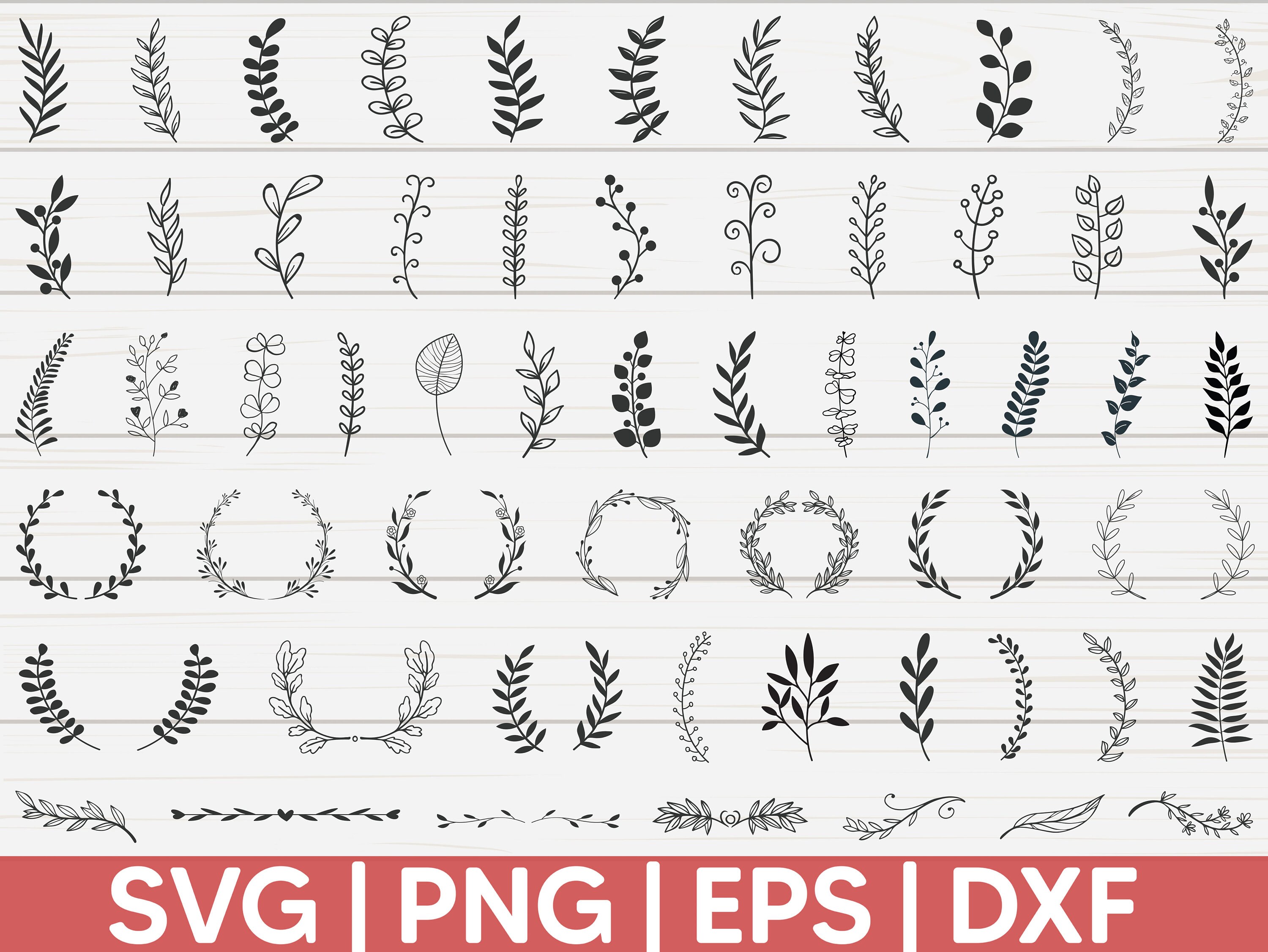 58 Leaves Bundle | Hand Drawn Leaves SVG | Cut Files | Clip Art | Leaf ...