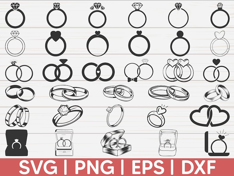 Wedding Ring SVG Engagement Ring SVG Clipart Cut Files Silhouette Files ...