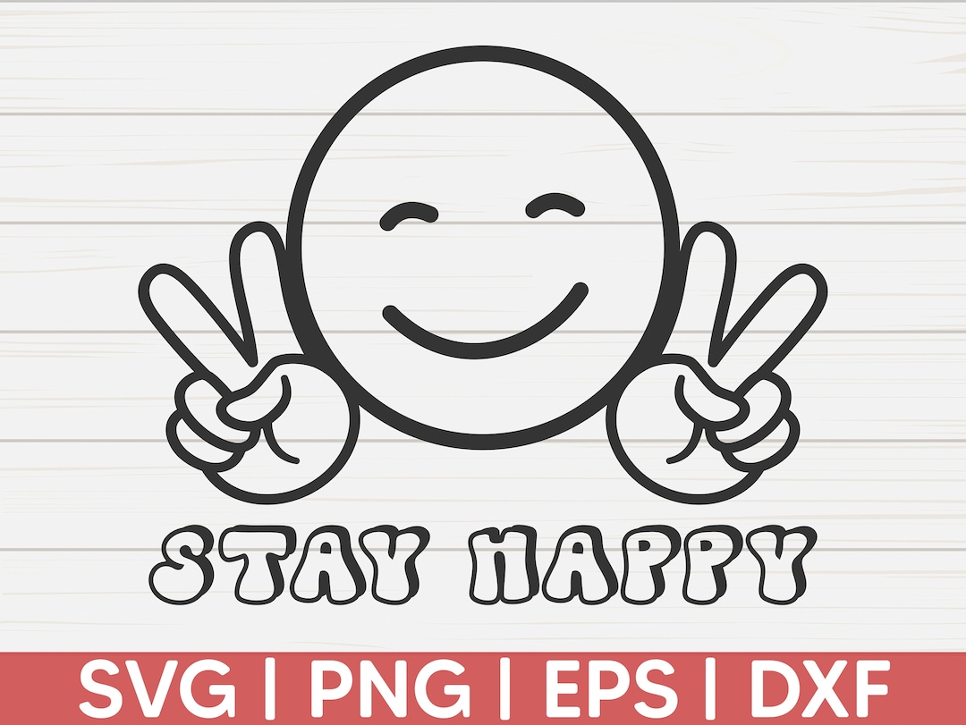 Stay Happy SVG | Retro Wavy Text SVG | Cut File | Cricut | Hippie SVG ...