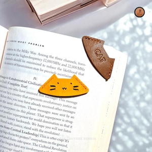 Cat Bookmark, Personalized Leather Corner Bookmark, Cat Leather ...