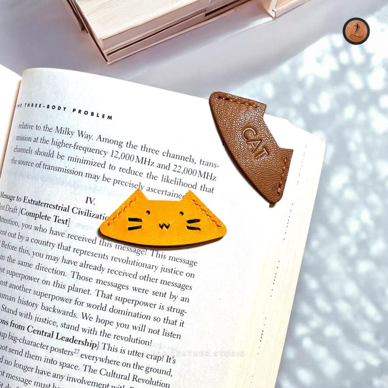 Cat Bookmark, Personalized Leather Corner Bookmark, Cat Leather ...