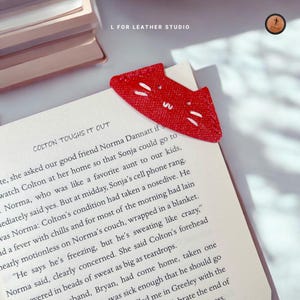 Cat Bookmark, Personalized Leather Corner Bookmark, Cat Leather ...