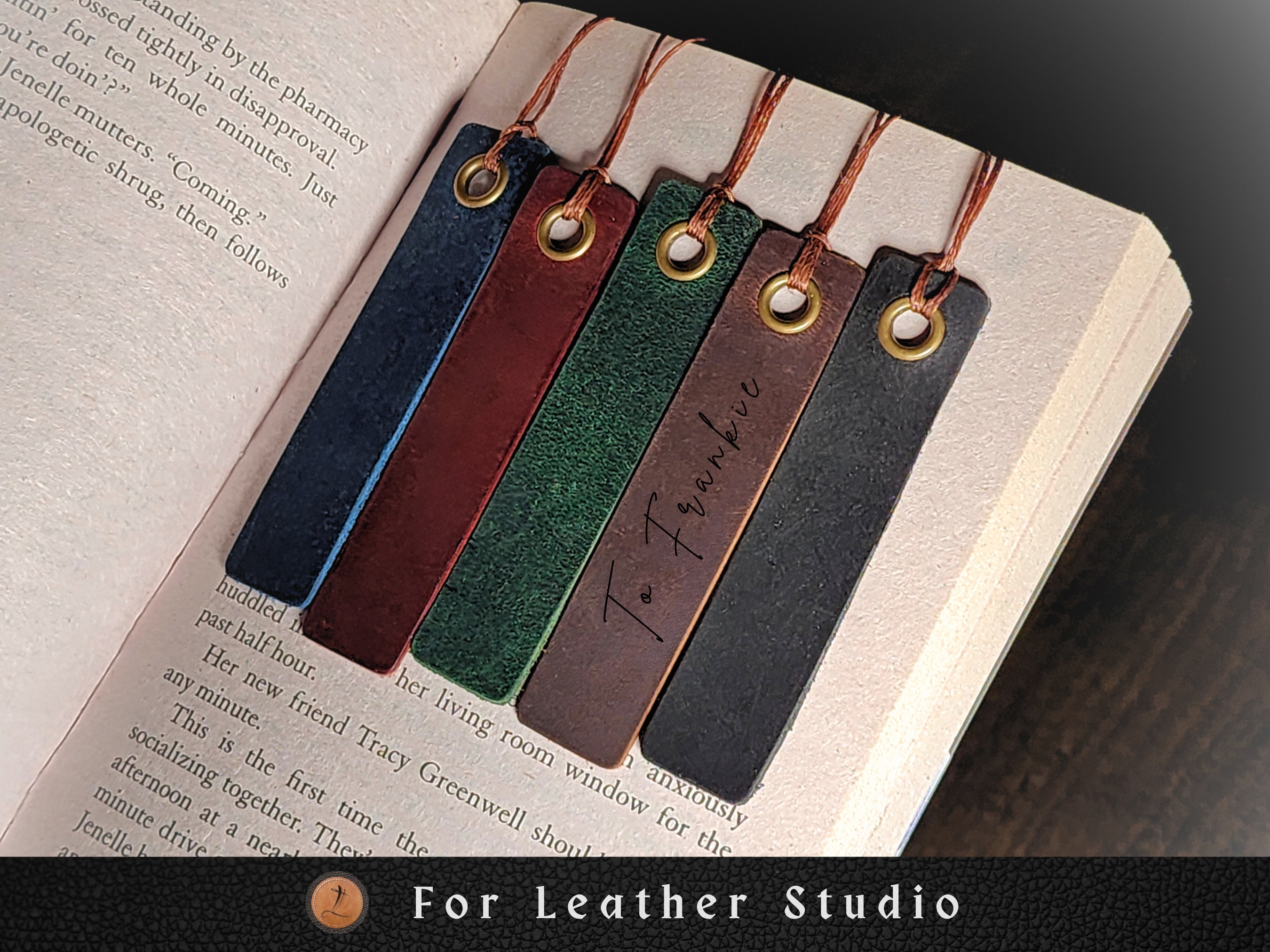 Custom Quote Bookmark, Personalized Leather Bookmark, Initial, Vintage ...