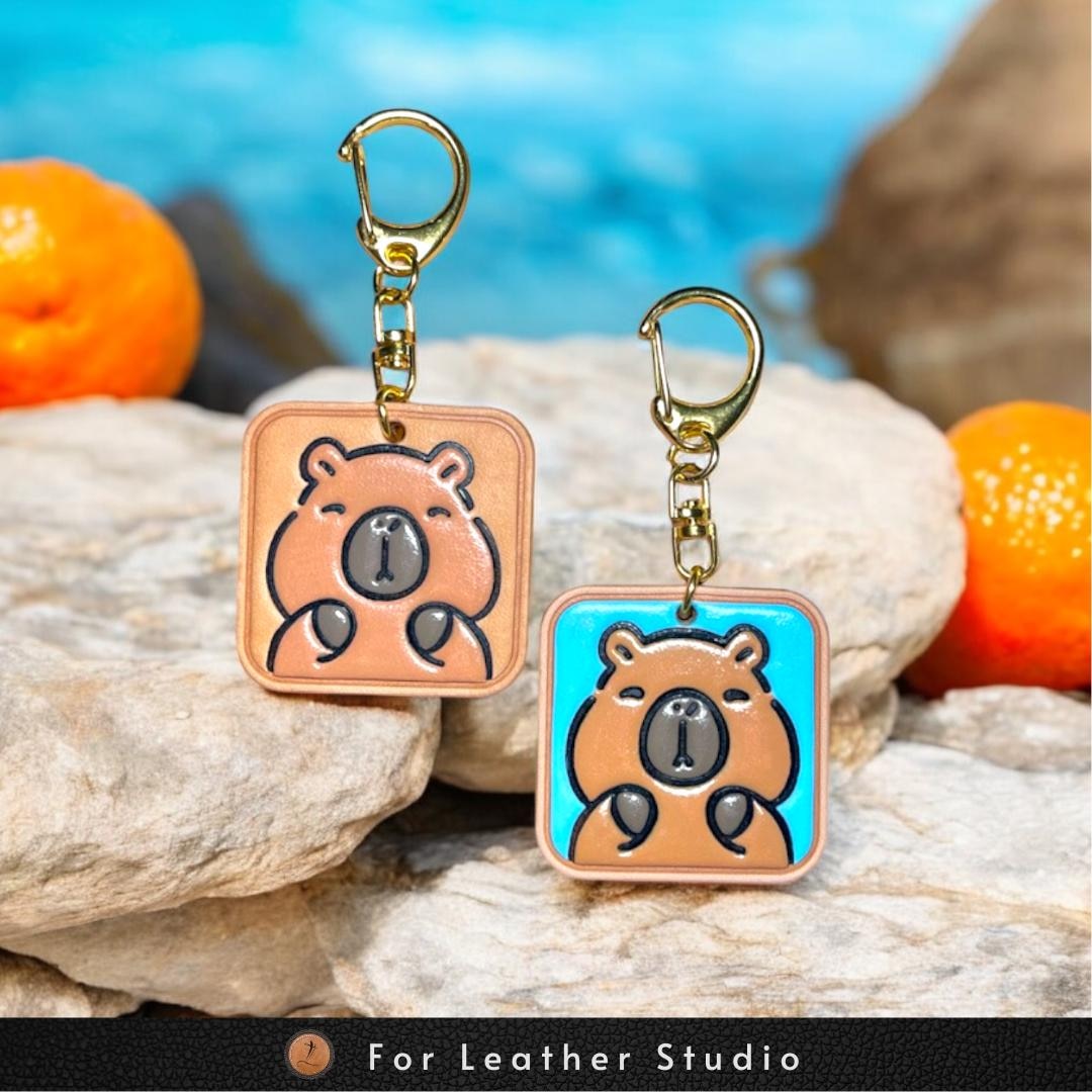 Capybara Leather Keychain, Capybara Keychain, Personalized Leather ...