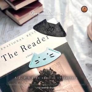 Cat Bookmark, Personalized Leather Corner Bookmark, Cat Leather ...