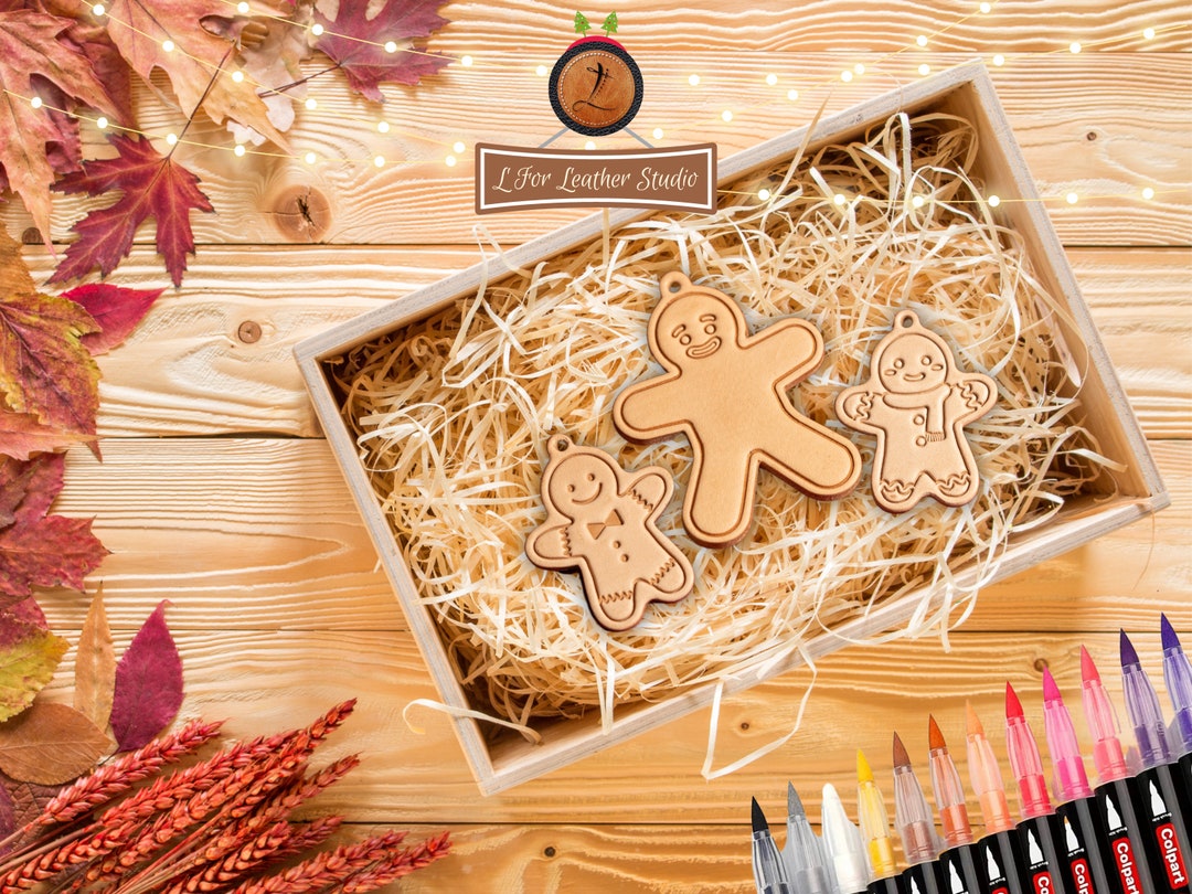 Gingerbread Man Ornament DIY Set, Leather Ornament DIY, Christmas DIY ...