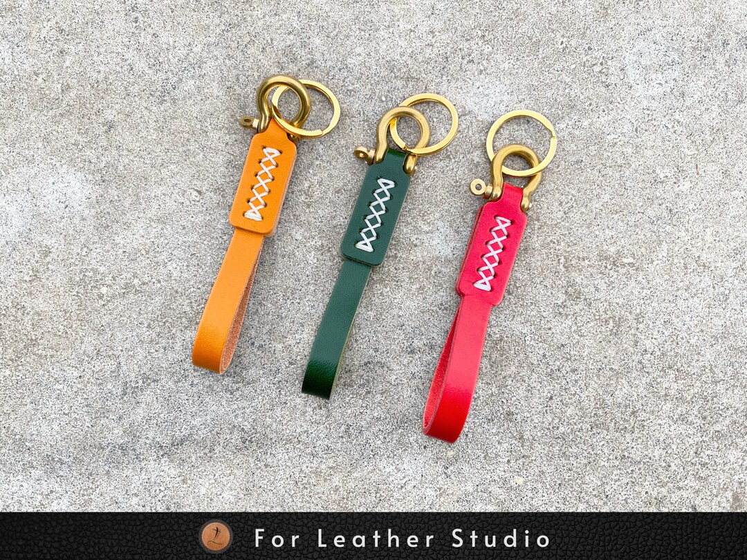 Leather Keychain With Solid Brass Buckle, Heavy Duty Leather Keychain ...