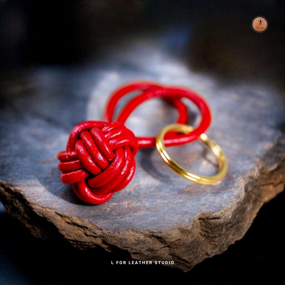 Monkey's Fist Leather Keychain - Leather Woven Ball Keychain - Leather ...