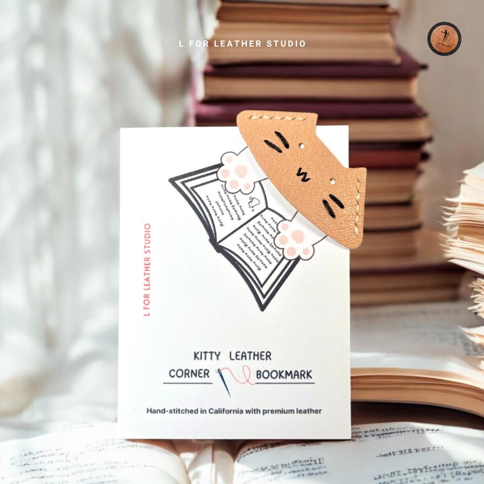 Cat Bookmark, Personalized Leather Corner Bookmark, Cat Leather ...