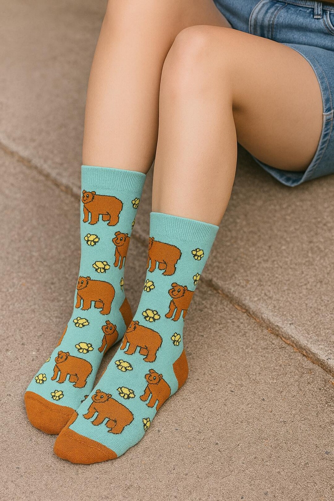 Bear Bee Cotton Crew Socks| Cute Animal Novelty Socks | Fun Unisex Gift ...