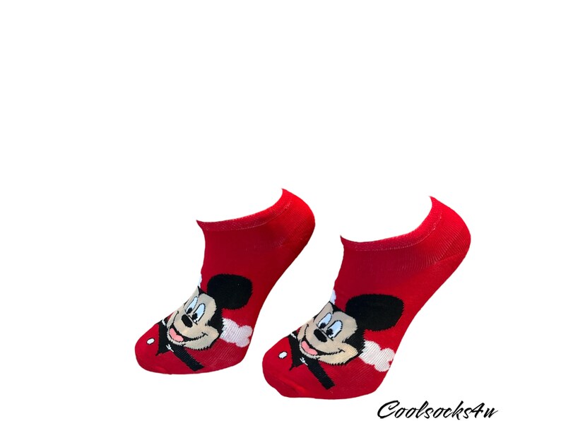 Red Mickey Mouse Cartoon Character Ankle Socks | Fun, Cute and Novelty ...