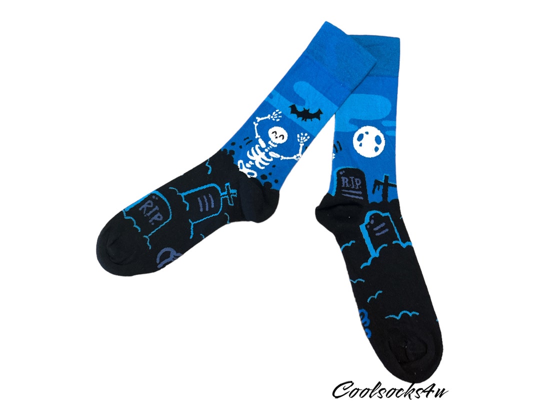 Halloween Socks | Skull Pattern | RIP | Skeleton | Bat Pattern | Cool ...